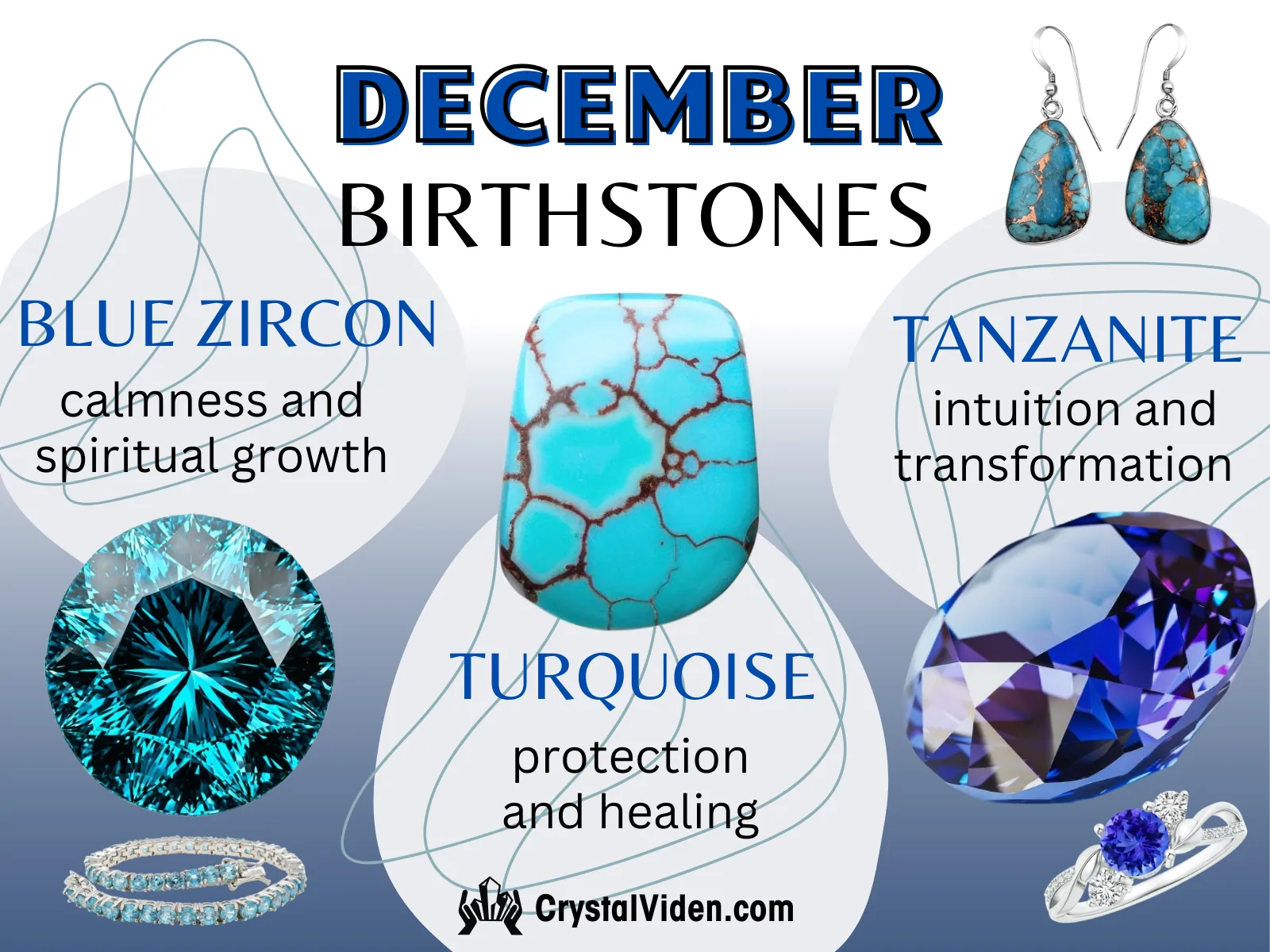 December Birthstones: Turquoise, Blue Zircon, Tanzanite - Crystal Viden